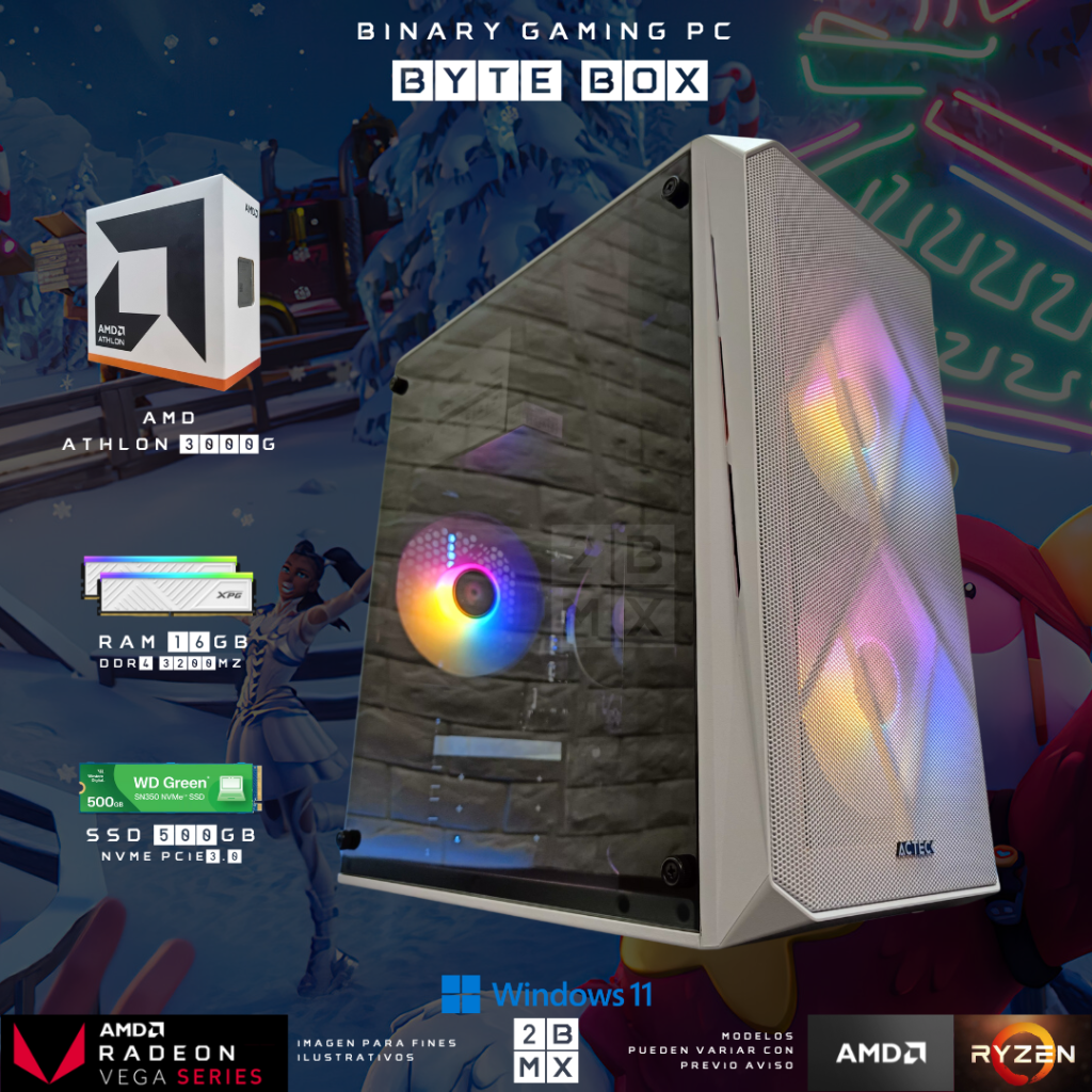 PC BYNARY GAMING BYTEBOX – AMD Athlon 3000G, Radeon Vega 3, 16GB, 500GB ...