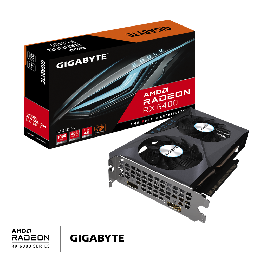 Tarjeta de Video Gigabyte AMD Radeon RX 6400 EAGLE 4G, 4GB - DOS BITS MX