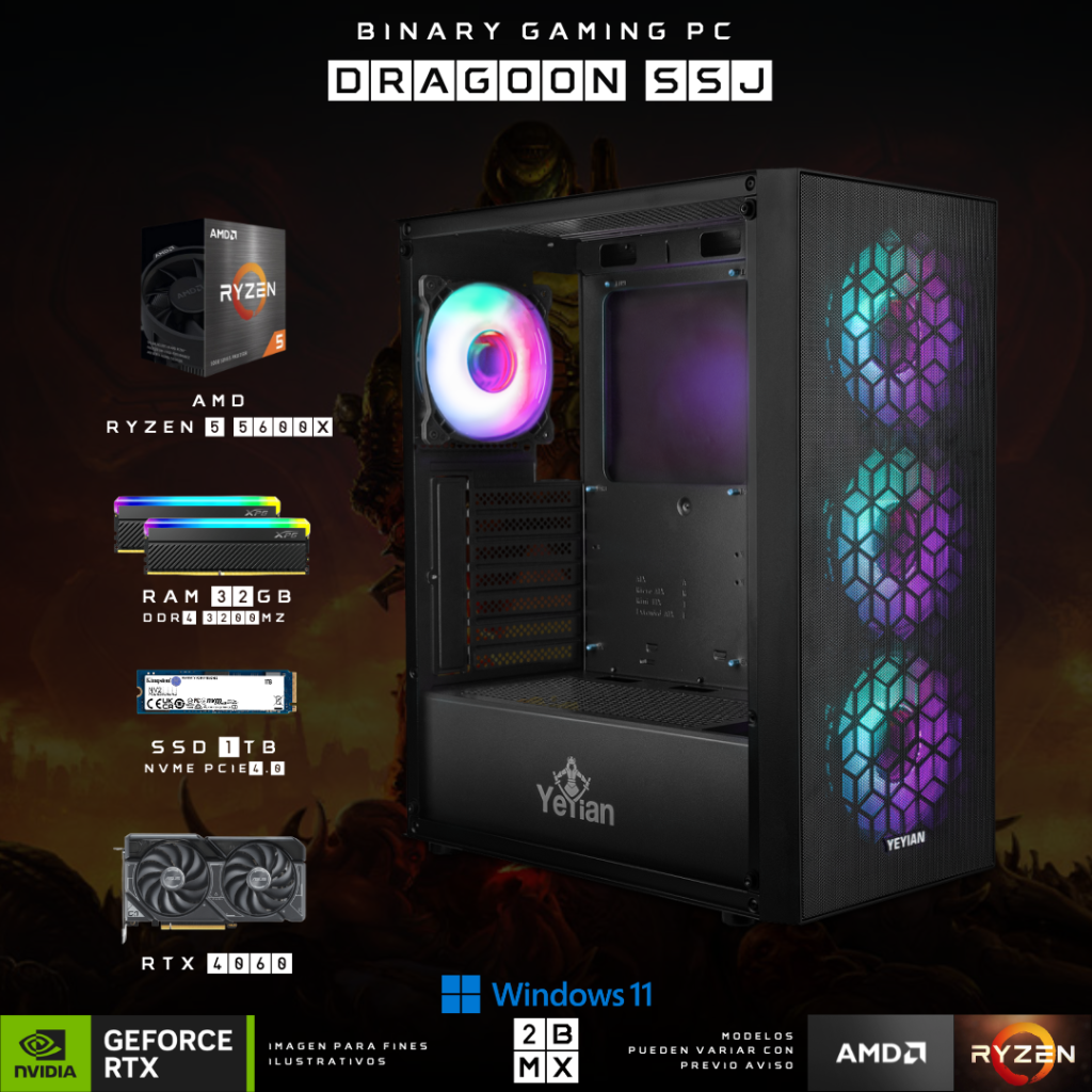 PC BYNARY GAMING Dragoon BLUE – AMD Ryzen 5 5600X /RTX 4060 /32GB /1TB ...